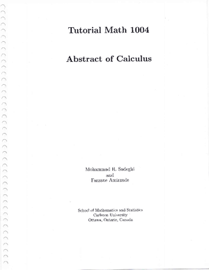 BA Math Carleton U - Summary Calculus for Engineering or Physics ...