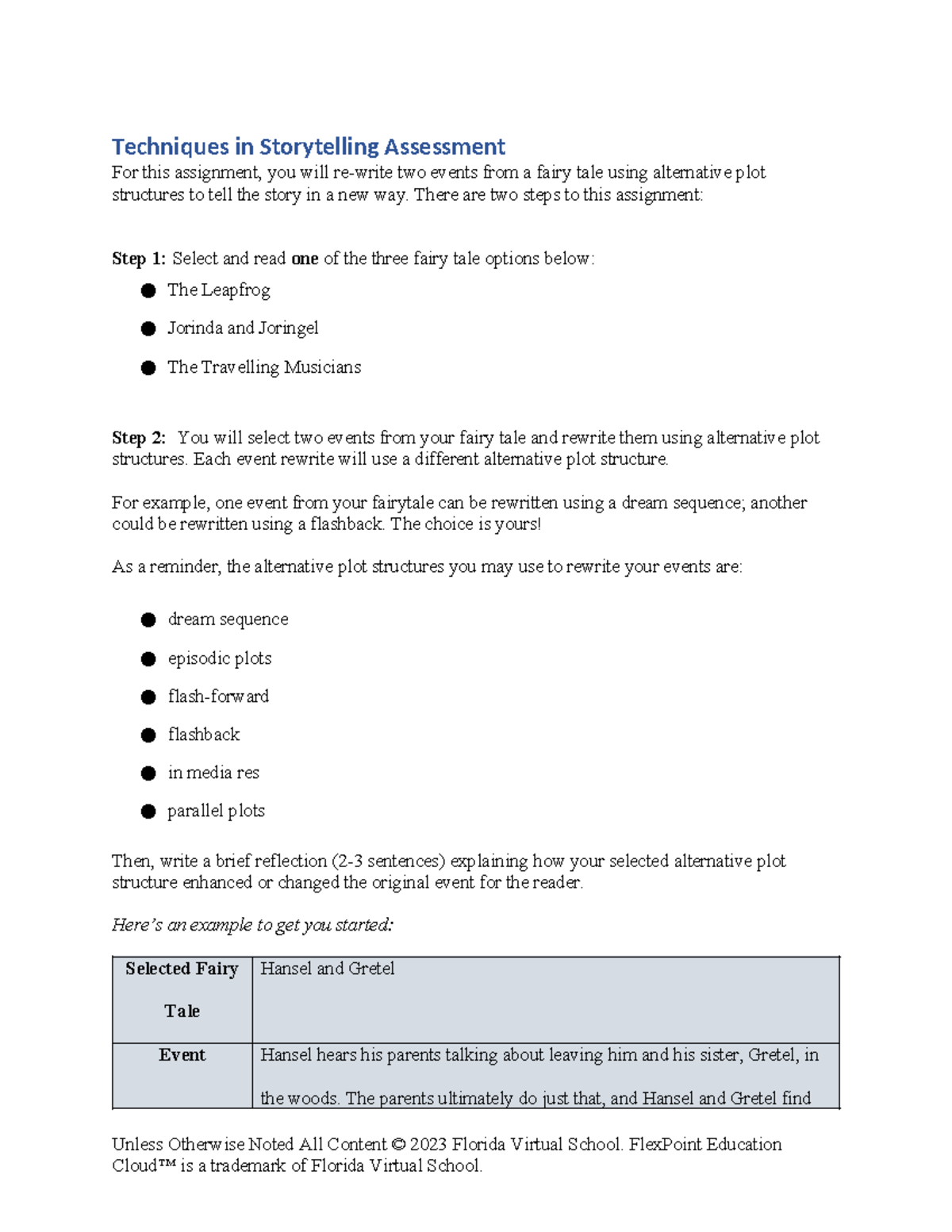 Copy of storytelling assess rubric - Techniques in Storytelling ...