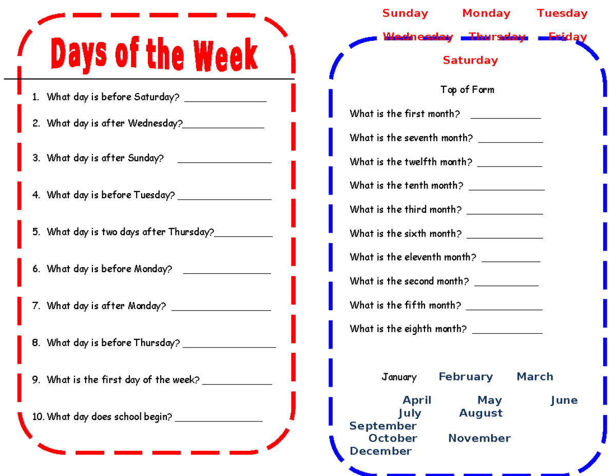 5. Days and Months Quiz: Understanding the Week and Calendar - Studocu