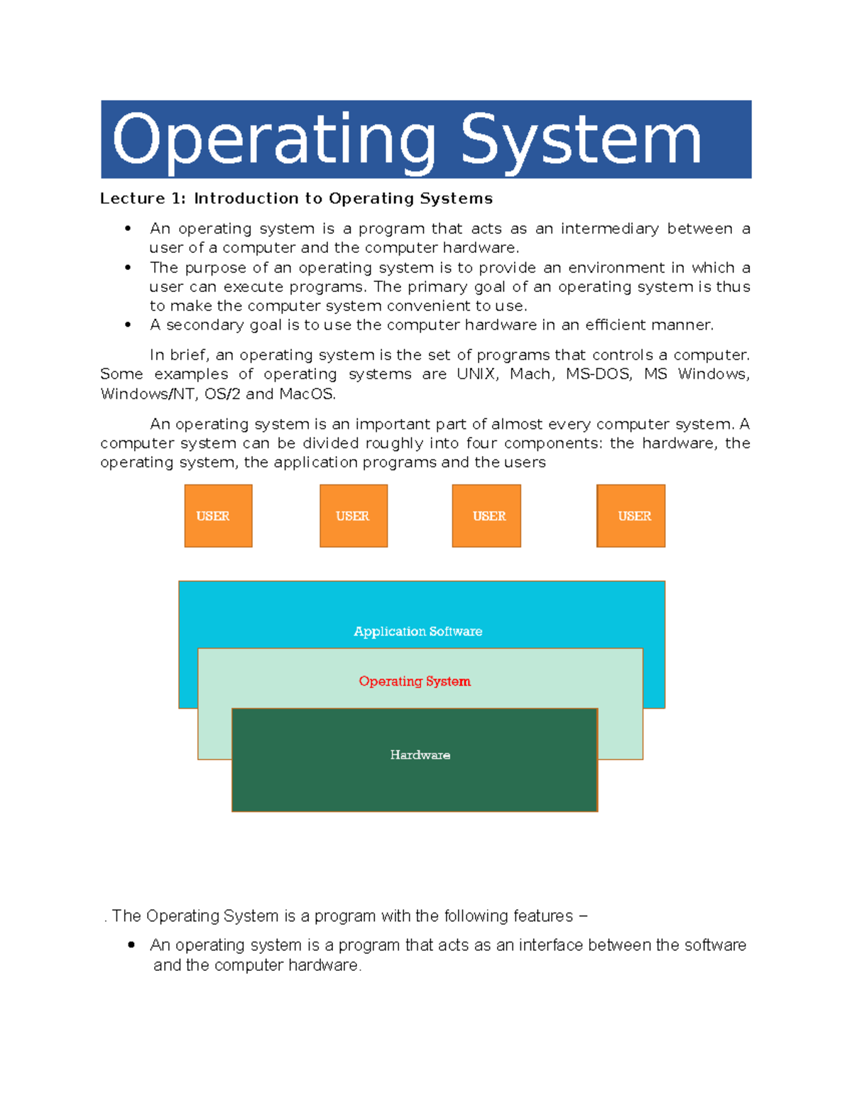 OS module 1 introduction to operating system - Operating System Lecture ...