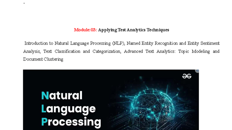 Module 03: Advanced NLP Techniques - Test Analytics Overview - Studocu