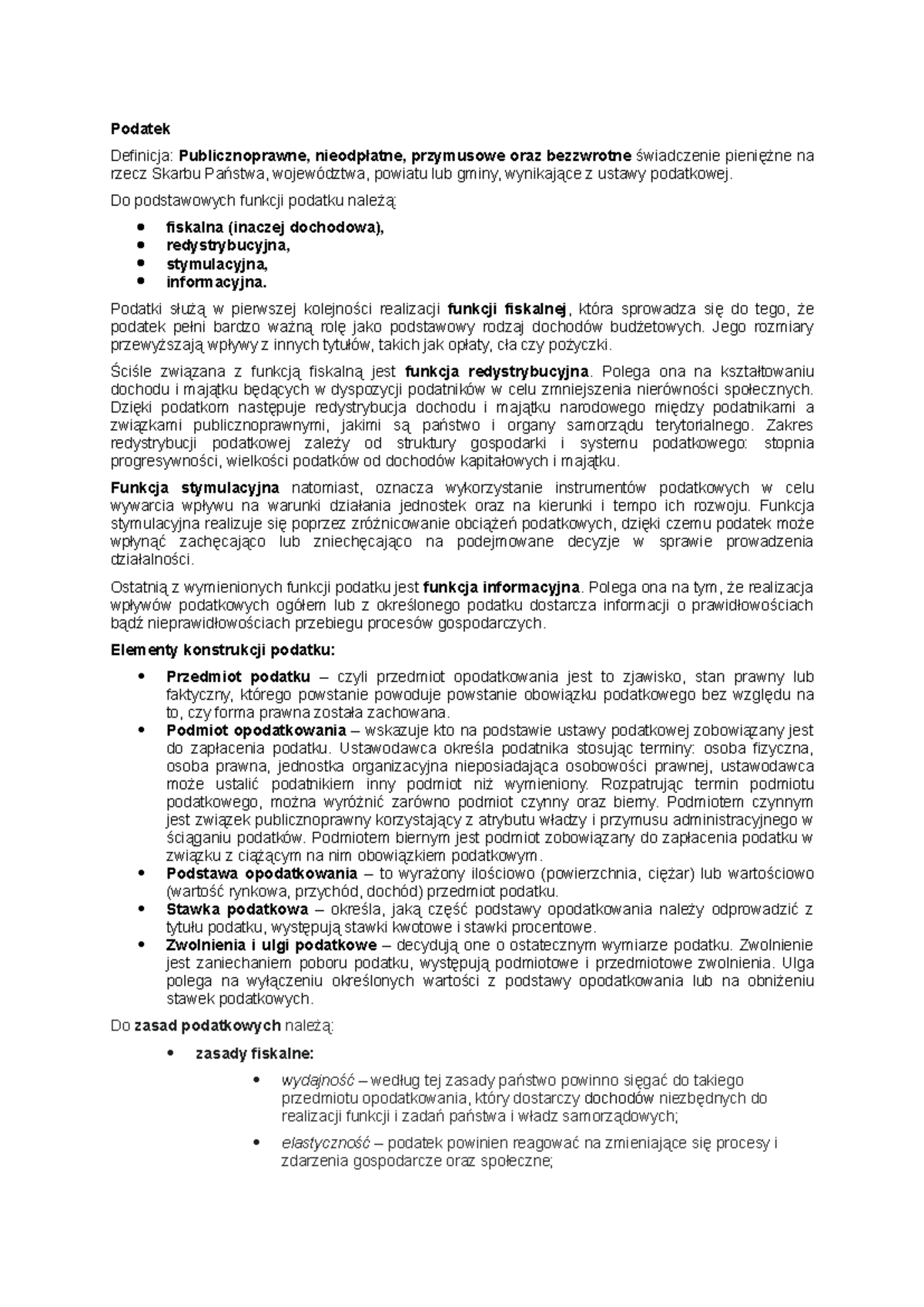 OTRF Notatki: Definicje i Aspekty Opodatkowania w Polsce - Studocu