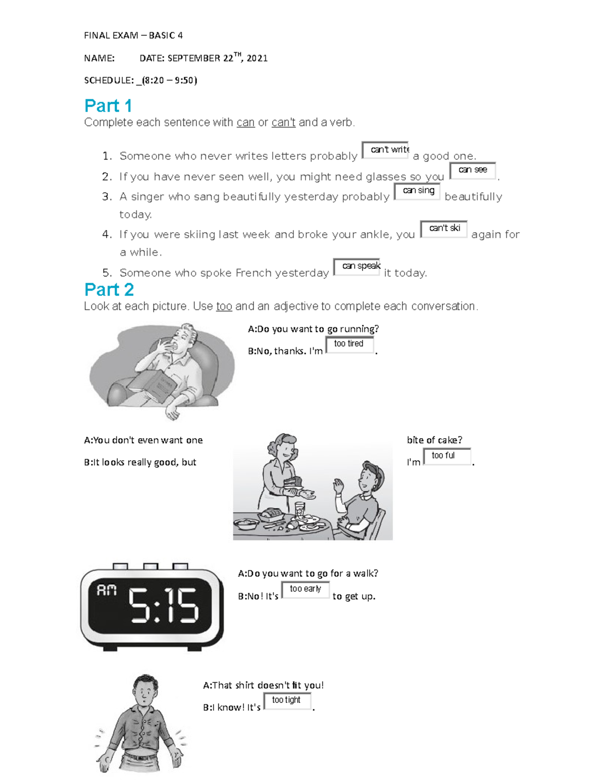 Final Exam - Basic 4 (ICPNA) Study Guide & Practice Questions - Studocu