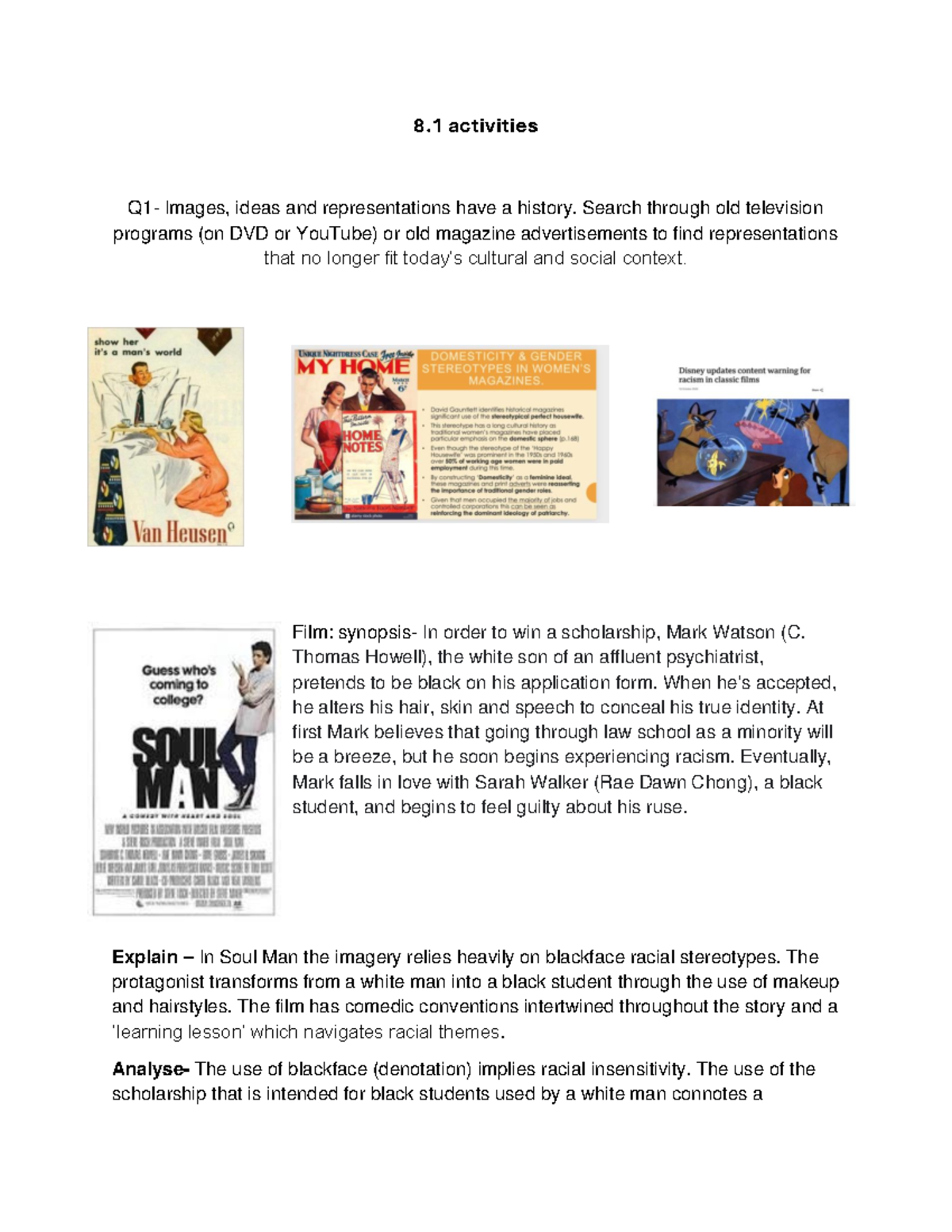 Film & TV Activities: Analyzing Racial Representations in Soul Man ...
