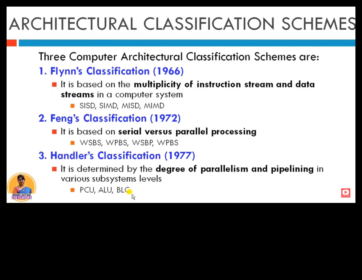 CSE Architectural Classification: SISD, SIMD, MIMD Overview - Studocu