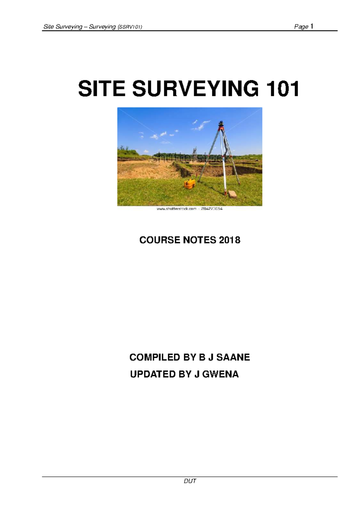 Site Surveying (SSRV101) Comprehensive Course Notes 2018 - Studocu