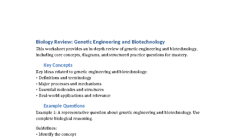 Biology Worksheet 165 - bio - Biology Review: Genetic Engineering and ...