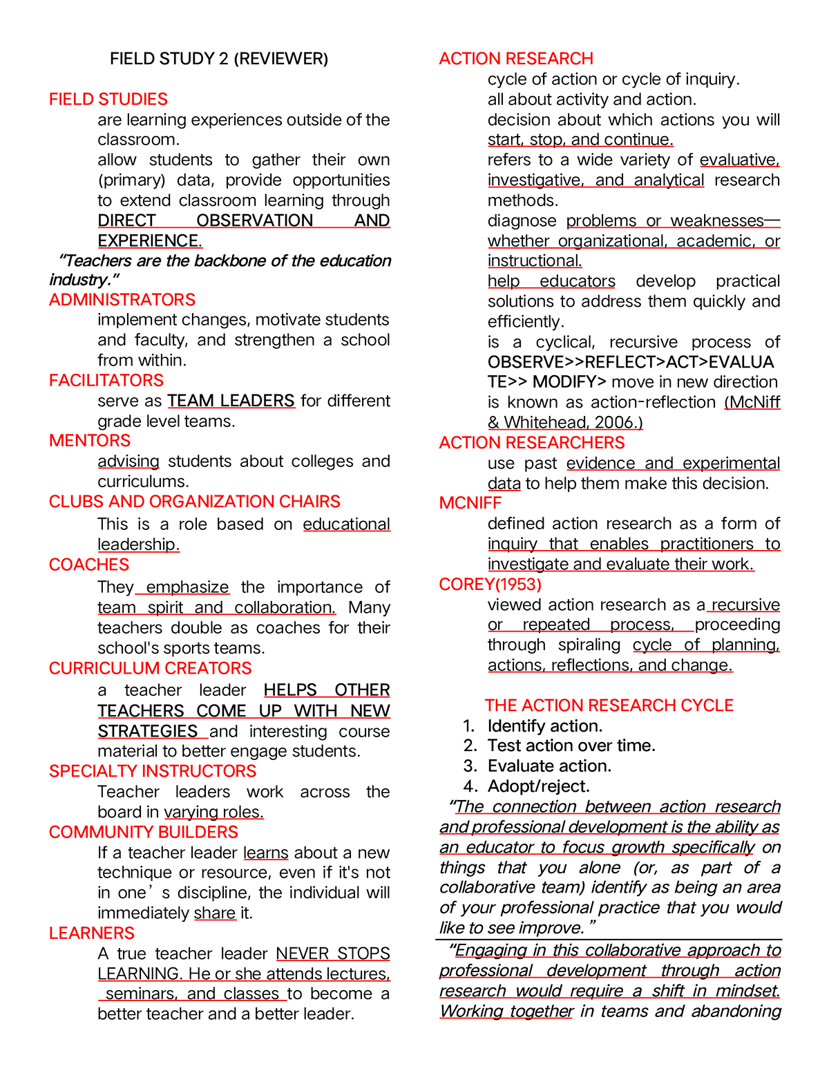 Field Study 2 Reviewer Guide and Key Insights - Studocu