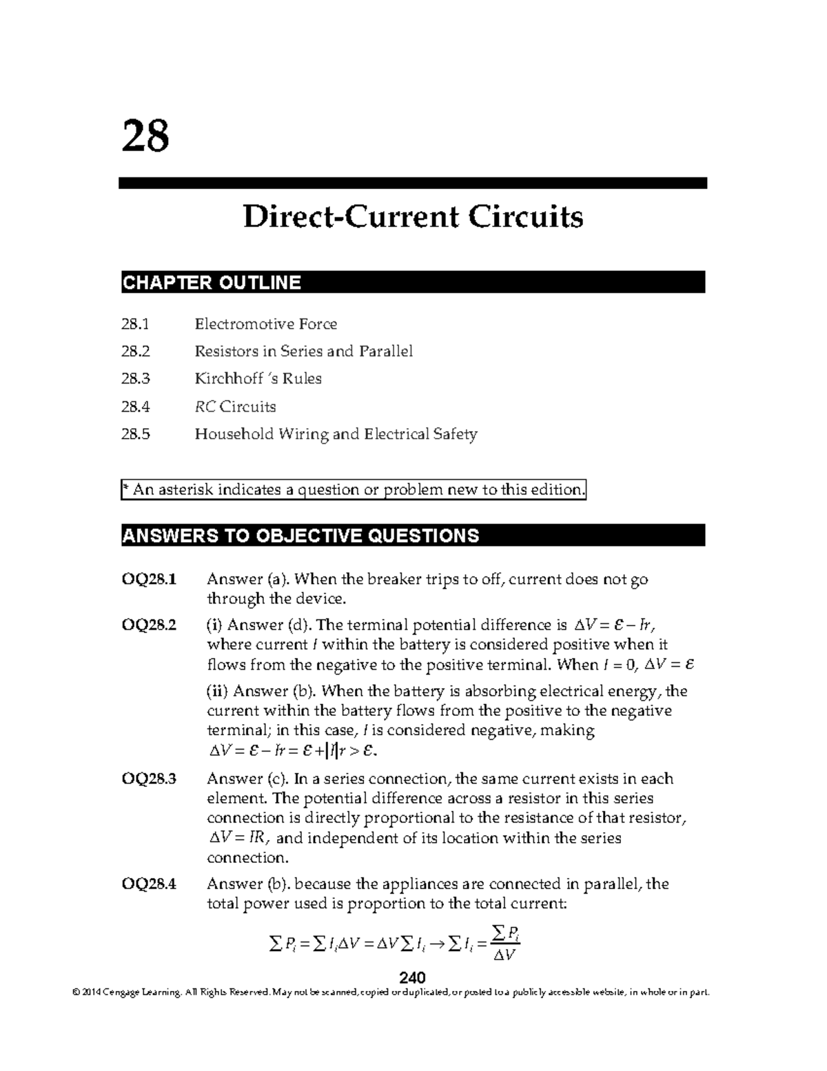 Chapter 28 - Direct-Current Circuits - 240 28 Direct-Current Circuits ####### CHAPTER OUTLINE 28 ...