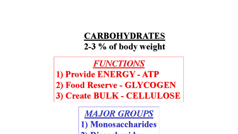 #4-F25 - Lecture on Carbohydrates, Lipids, and Proteins Functions - Studocu