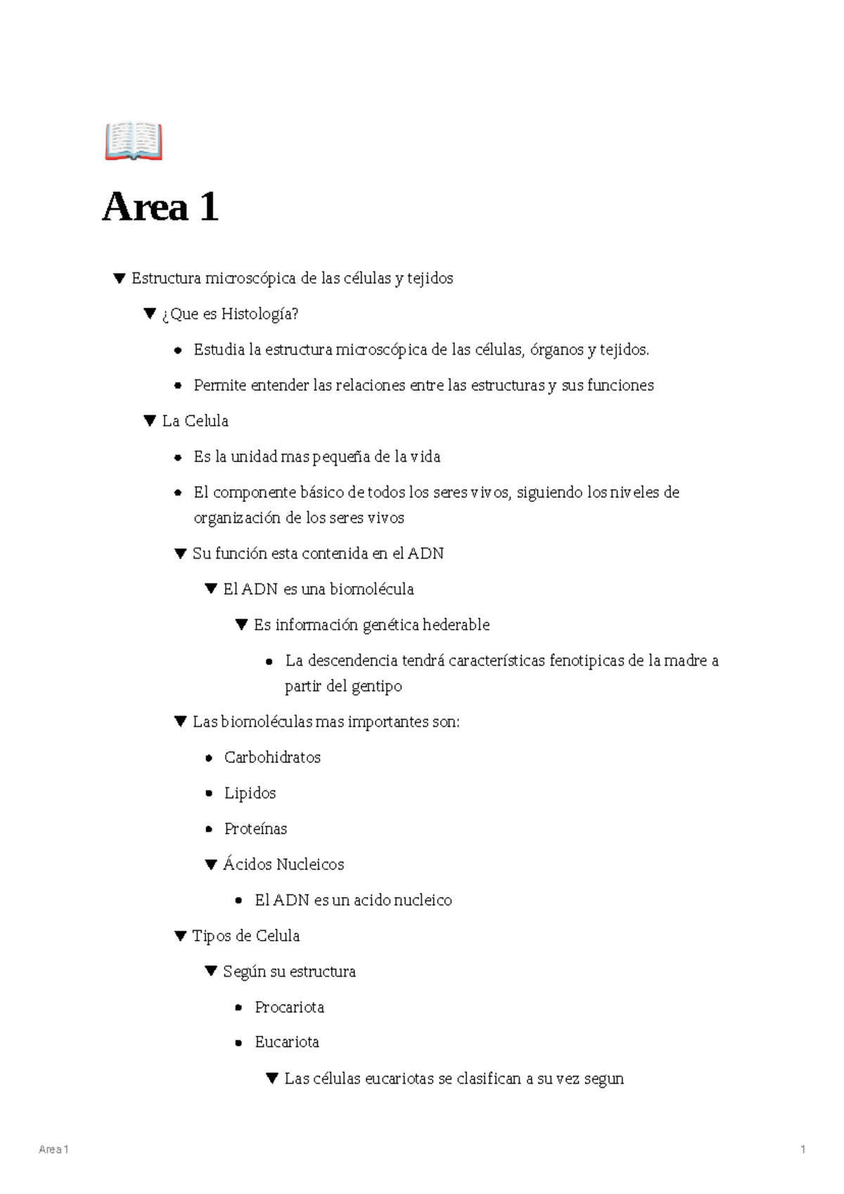 Area 1 Tejidos - Anotaciones de la materia, definiciones importantes, y ...