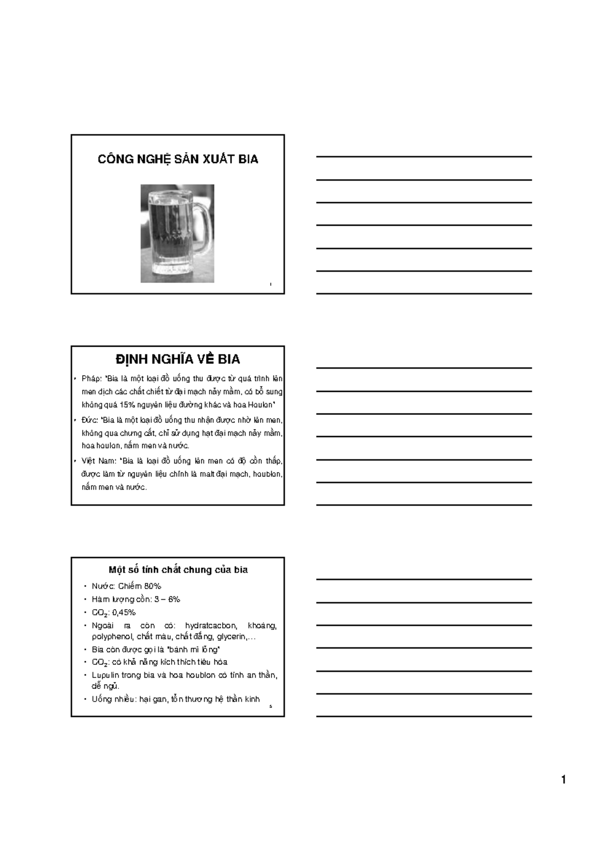 CONG NGH SN XUT BIA - 1 CÔNG NGH S N XU T BIA Đ NH NGHĨA V BIA • Pháp: “Bia là m t lo i đ u ng ...