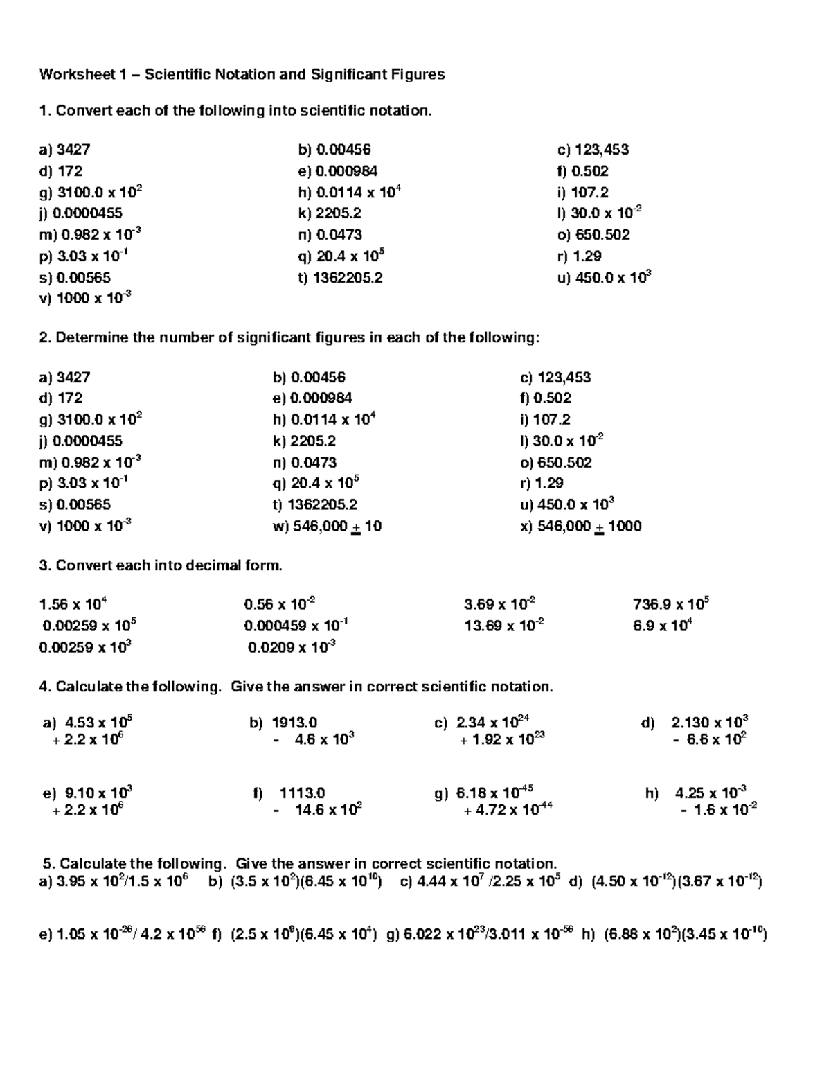 Significant Figures Practice Problems - Worksheet 1 – Scientific ...