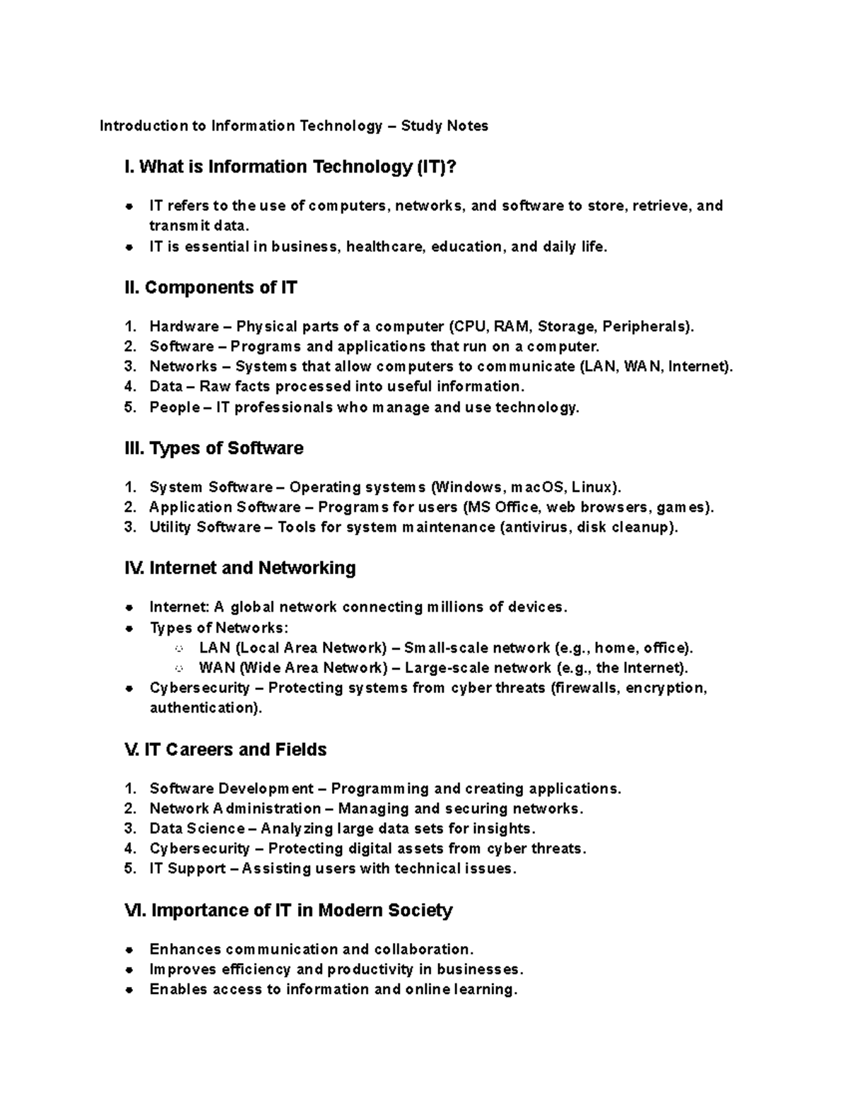 Study Notes Marketing - Introduction to Information Technology – Study ...