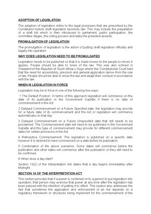 [Solved] name 5 examples of the types of legislation South Africa ...