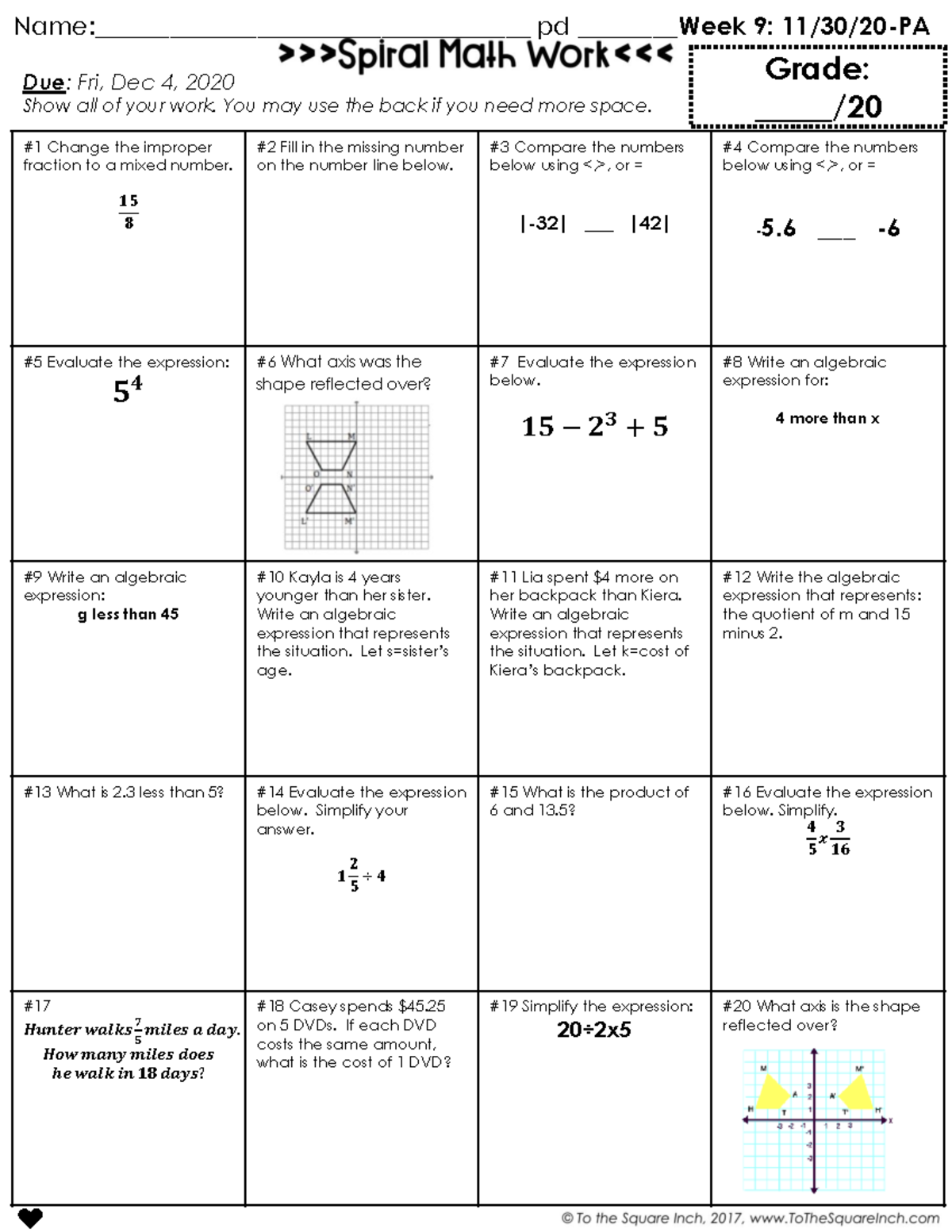 Spiral homework 9 PA - This is it!!! HARVARD - Grade: _____/ #1 Change ...
