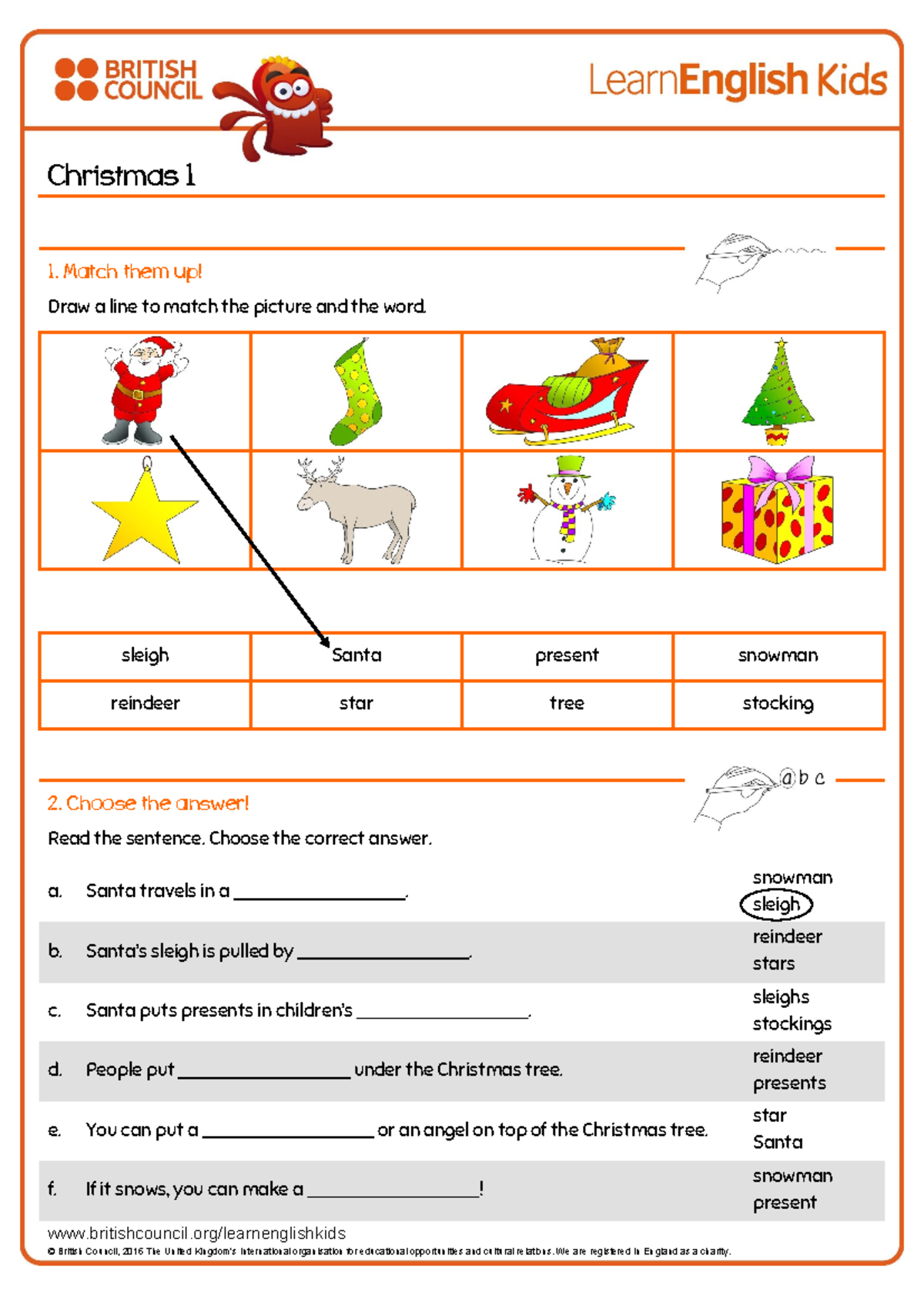 Christmas 1: Matching & Answer Worksheets - Studocu