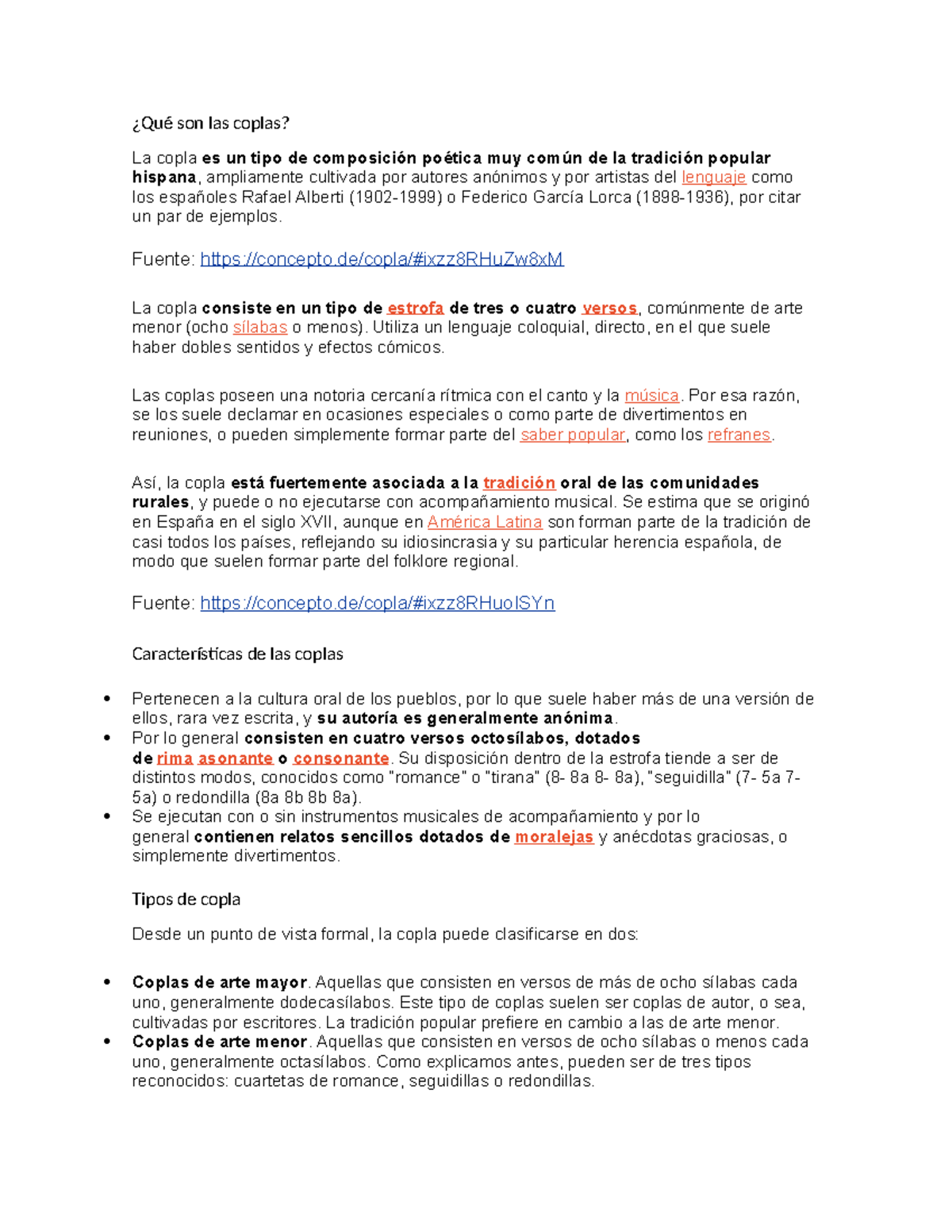 Qué son las coplas - INVESTIGACIÓN DE RECURSOS LITERARIOS - Studocu