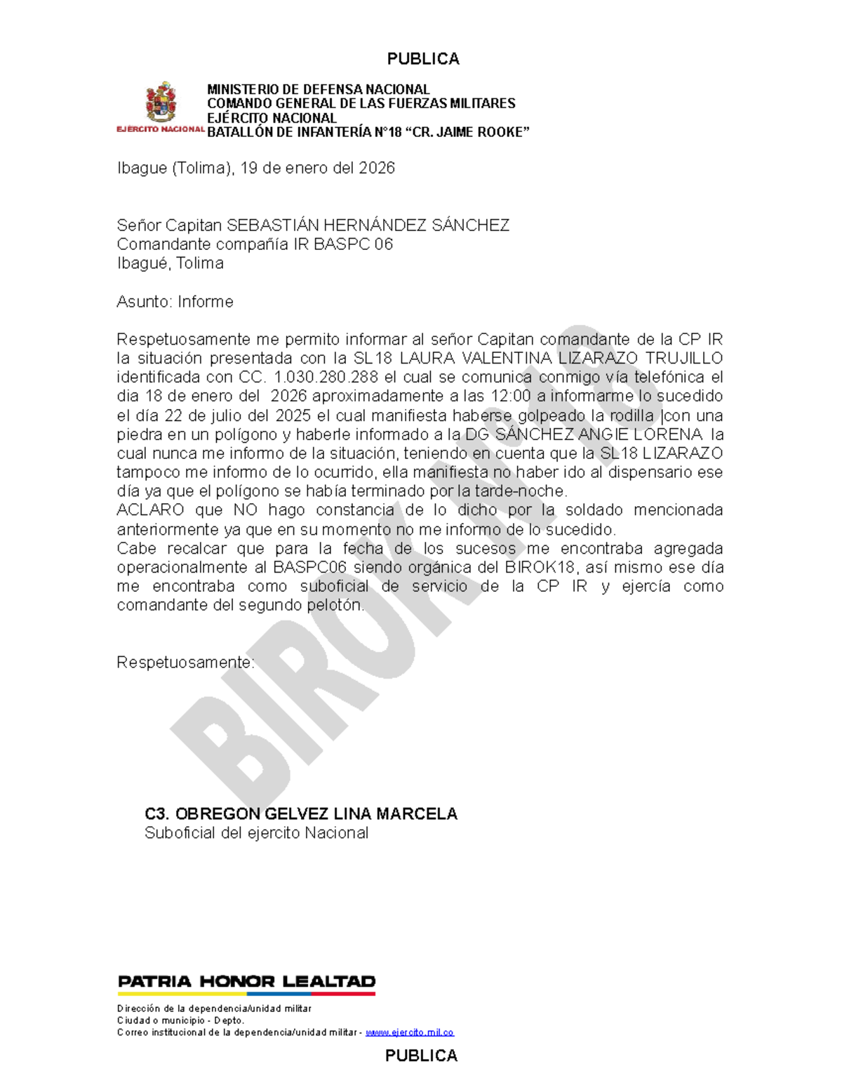 Informe de Situación SL18 Lizarazo - CP IR BASPC 06 - Studocu