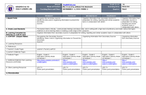 Detailed Lesson Plan in Science: Female Reproductive System (Grade 5 ...