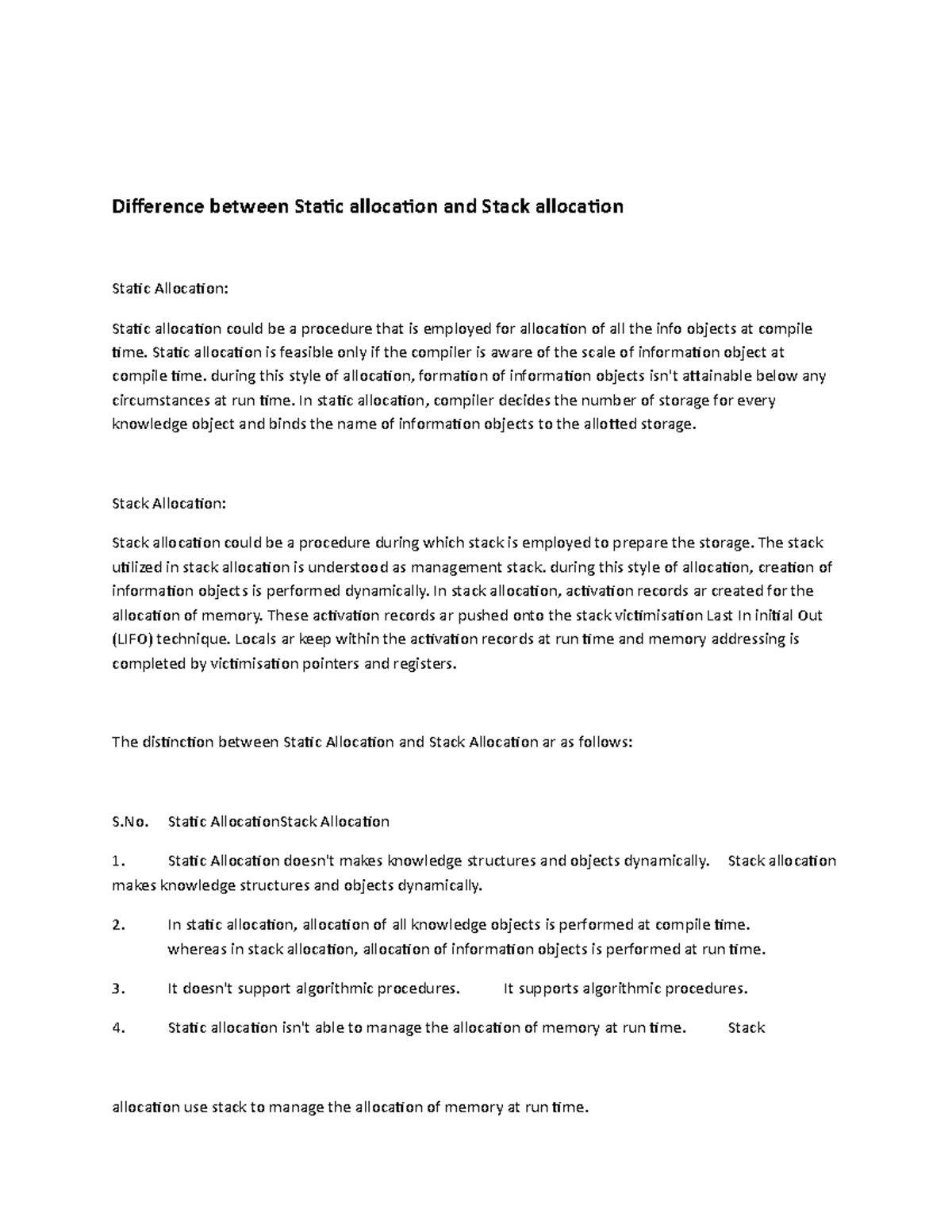 Difference between Static allocation and Stack allocation - Static ...