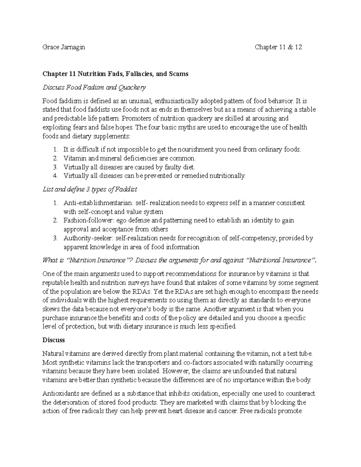 Chapters 11 & 12: Nutrition Fads, Fallacies, and Weight Control ...