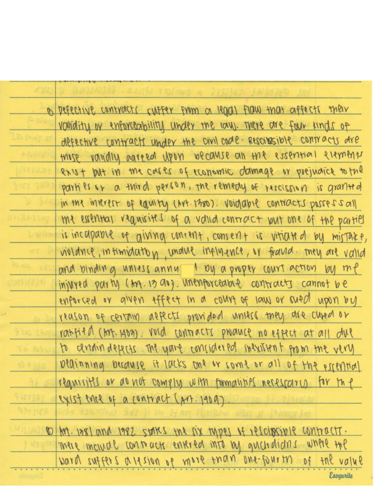 K31 Formative Assessment 4: Understanding Defective Contracts - Studocu