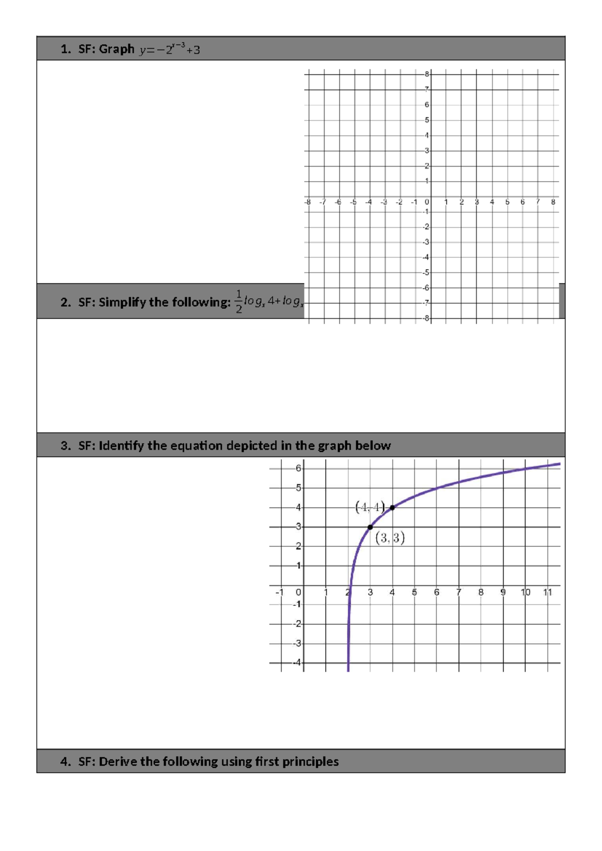 Exponential Graphs Log Laws Revision Notes For Sf Course Studocu