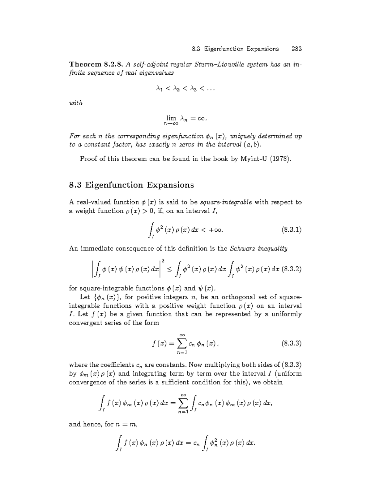 8.3 Eigenfunction Expansions: Theorem and Proof Insights - Studocu