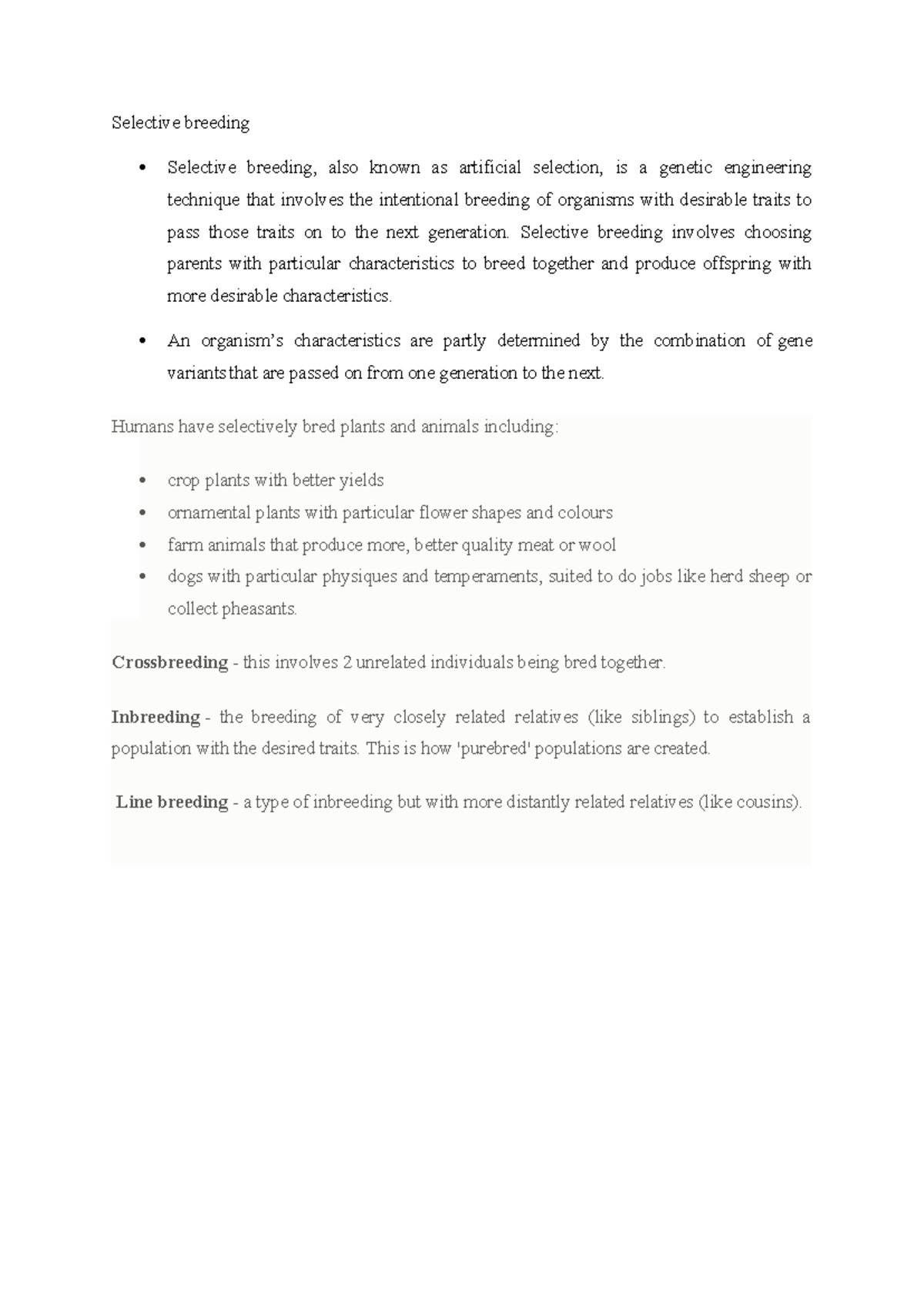 New Microsoft Word Document - Selective breeding Selective breeding ...