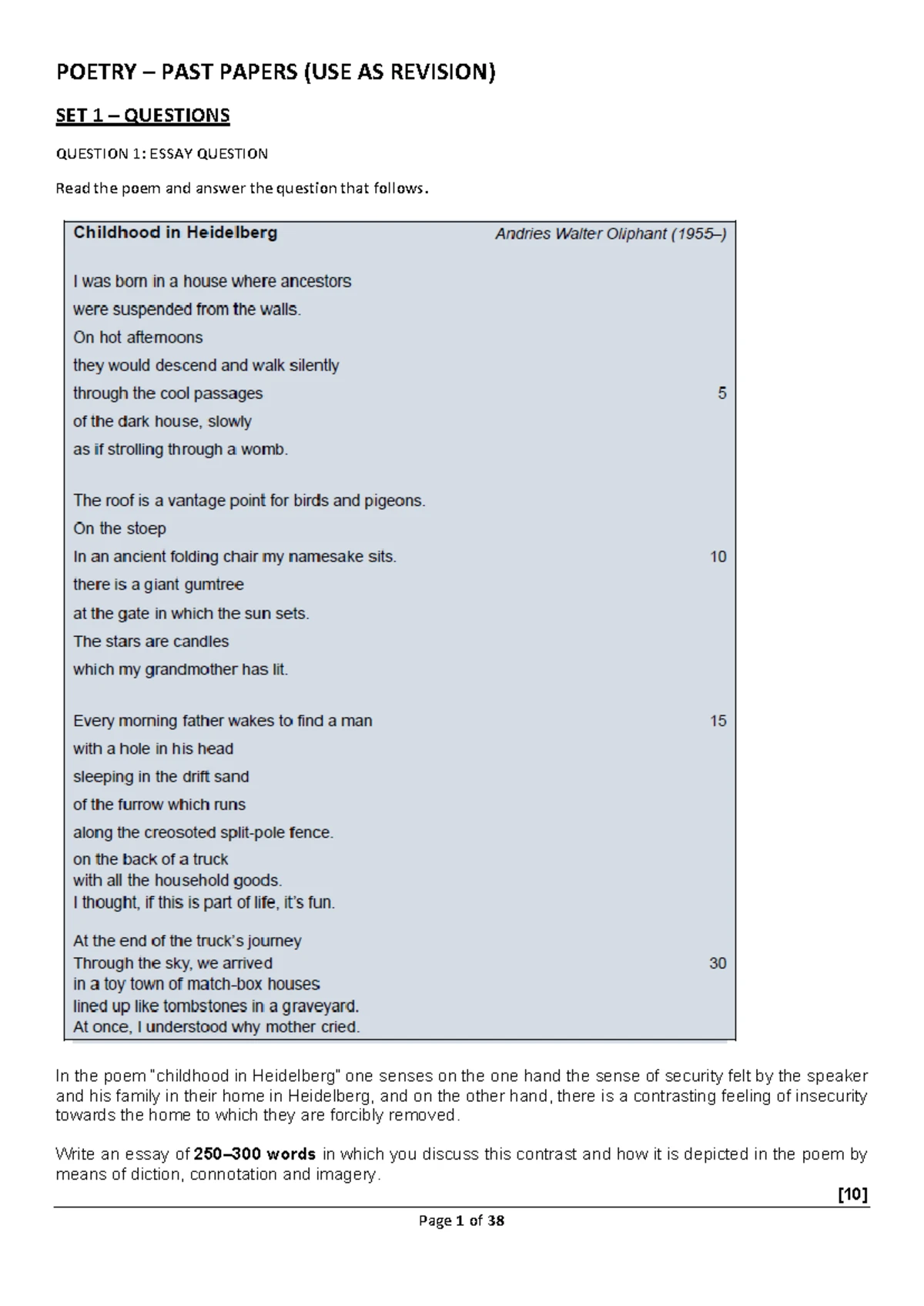 Grade 12 English HL Poetry Notes: "It Is a Beauteous Evening" by ...