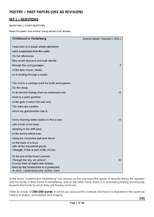 Grade 12 English HL Poetry Notes: "It Is a Beauteous Evening" by ...