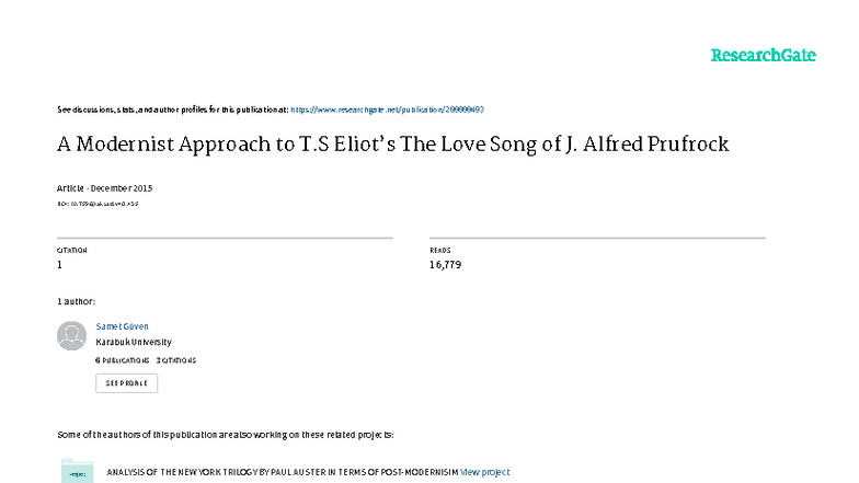 A Modernist Analysis of T.S. Eliot's "The Love Song of J. Alfred ...