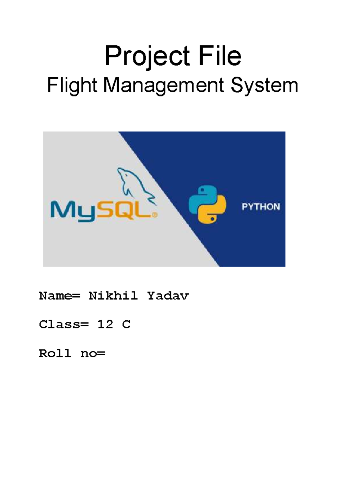 Final Project on Flight Management System - Class XII C - Studocu