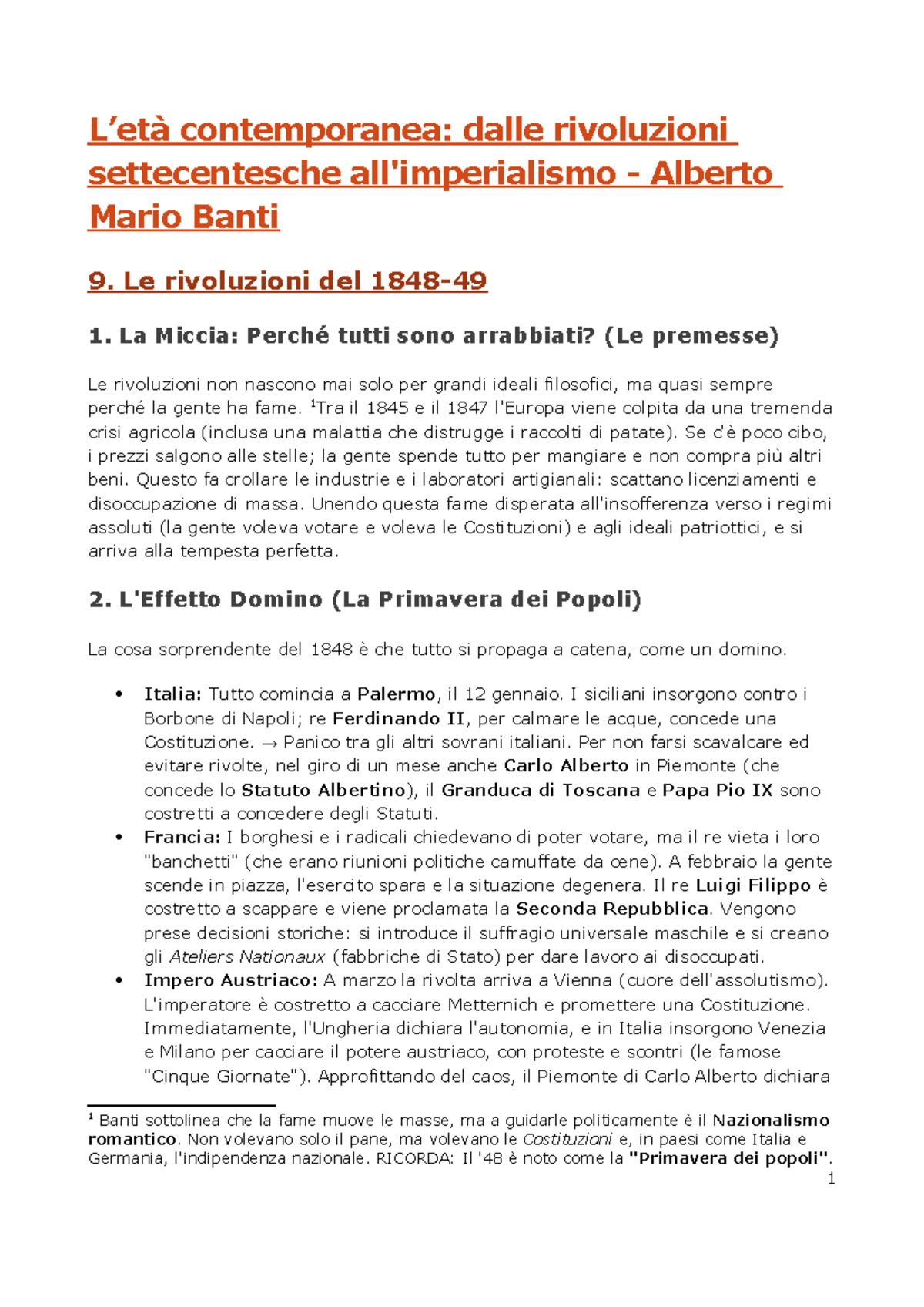 Manuale di Storia Contemporanea: Esame Banti - Fondamenti e Rivoluzioni ...