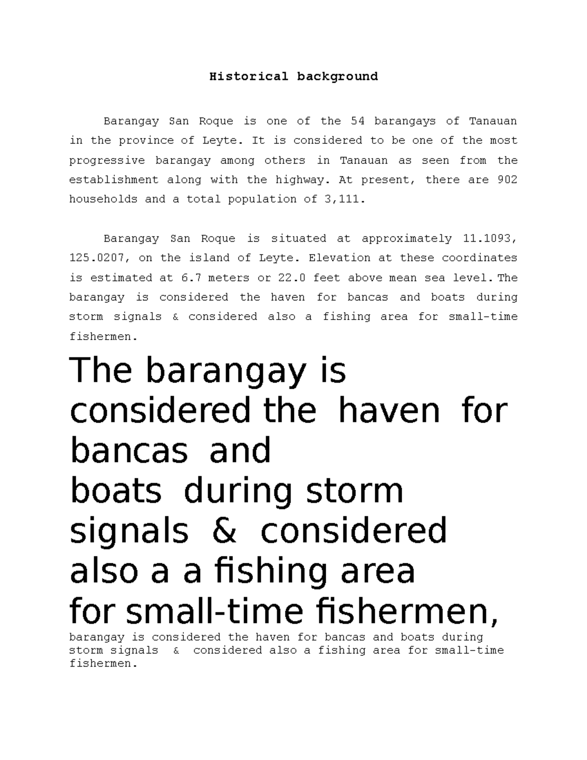 Historical background in nstp - Historical background Barangay San ...