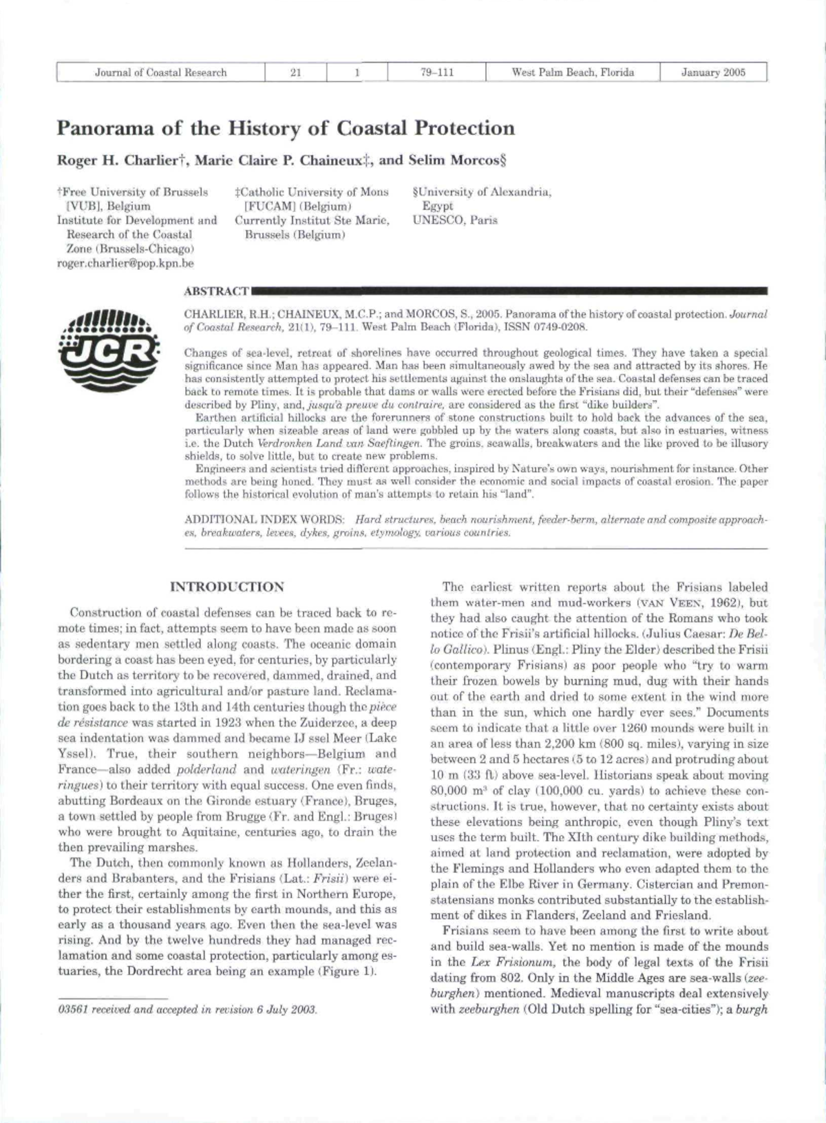 History of Coastal Protection: A Comprehensive Overview (JCR 21.1 ...