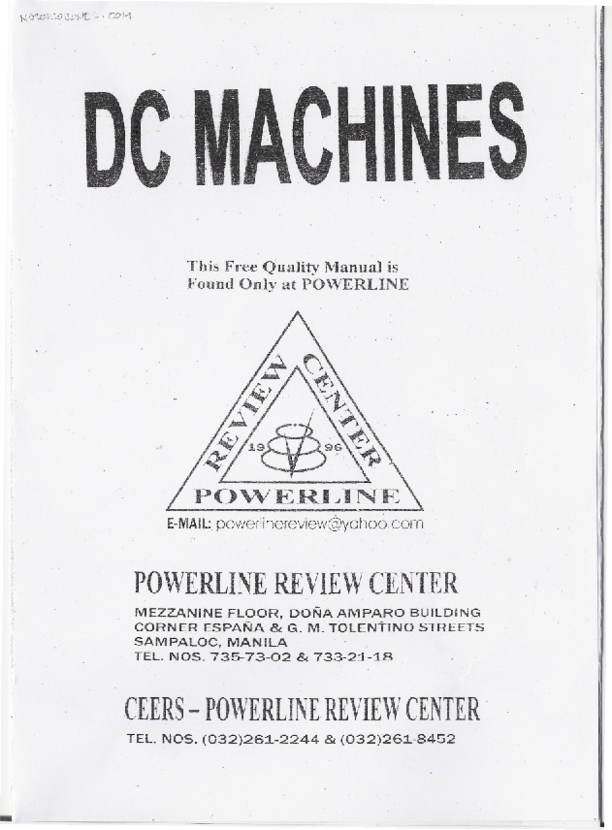 DC Machines - review - NfY'W5'E\OLS'f. cot-, This Free Quality Manual ...
