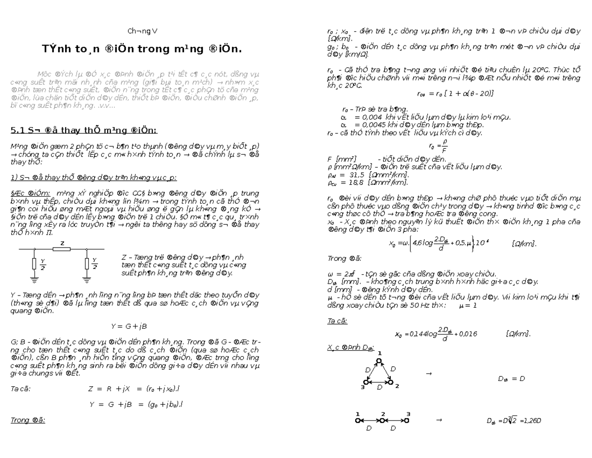 CH 5 - none - Ch¬ng V TÝnh to ̧n ®iÖn trong m¹ng ®iÖn. Môc ®Ých lμ ®Ó x ̧c ®Þnh ®iÖn ̧p t¹i tÊt ...