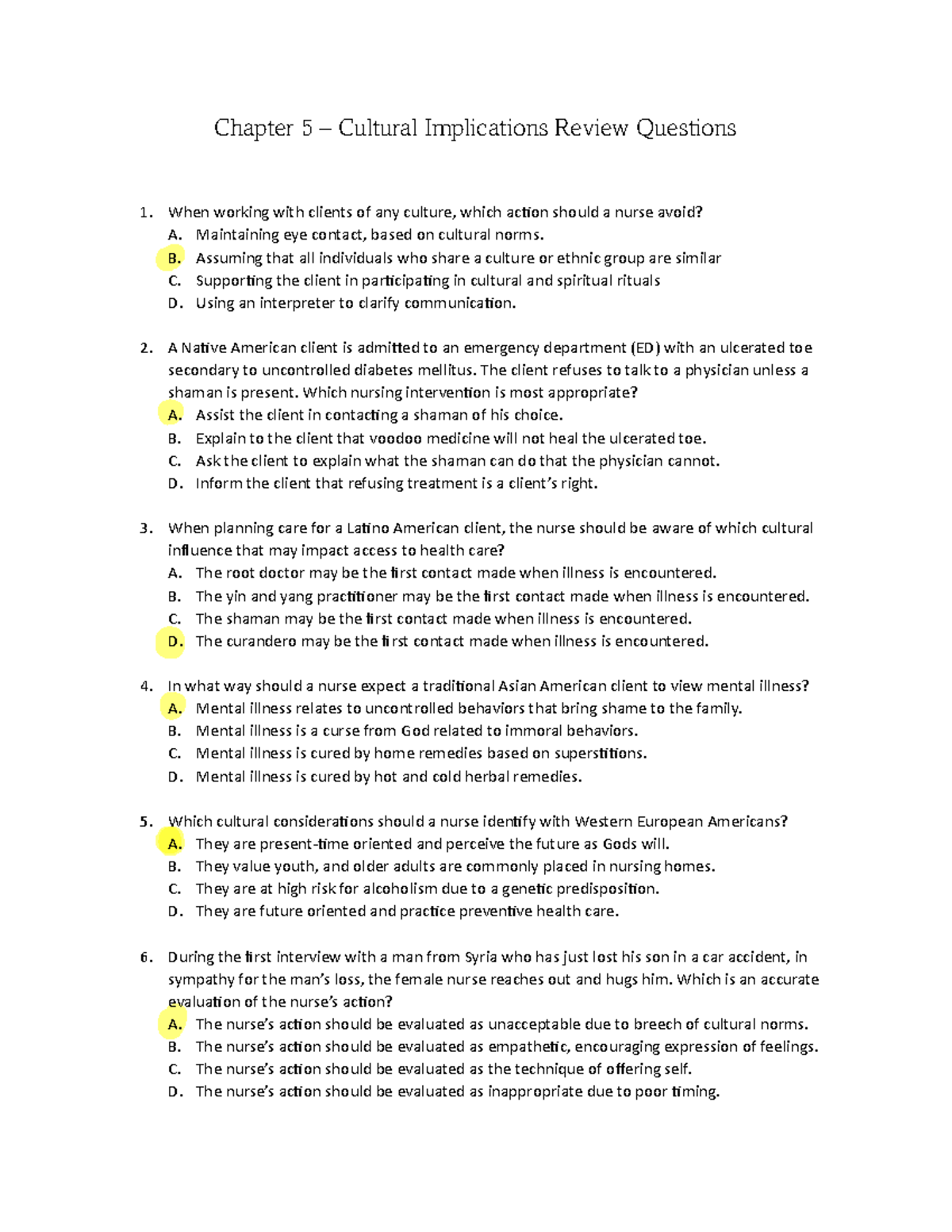 Chapter 5 - Cultural Implications: Review Questions & Answers - Studocu