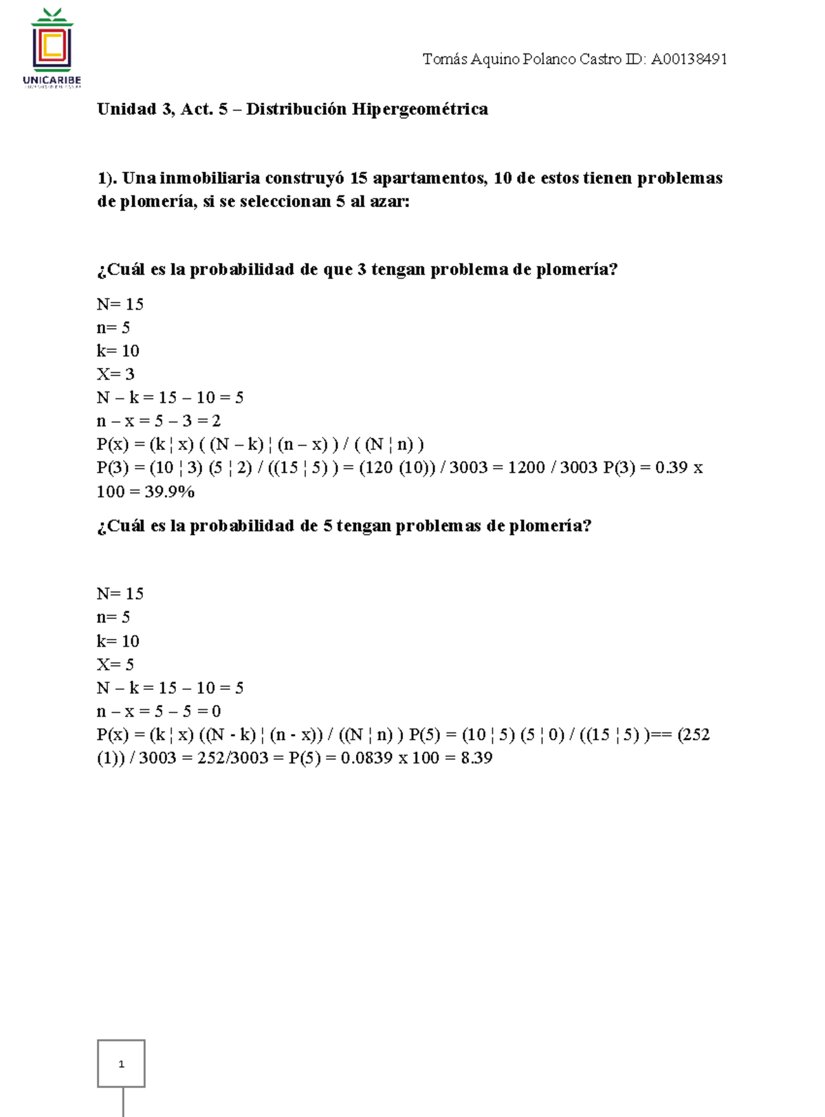 Polanco-Tomás-Act. 5: Distribución Hipergeométrica y Probabilidades ...