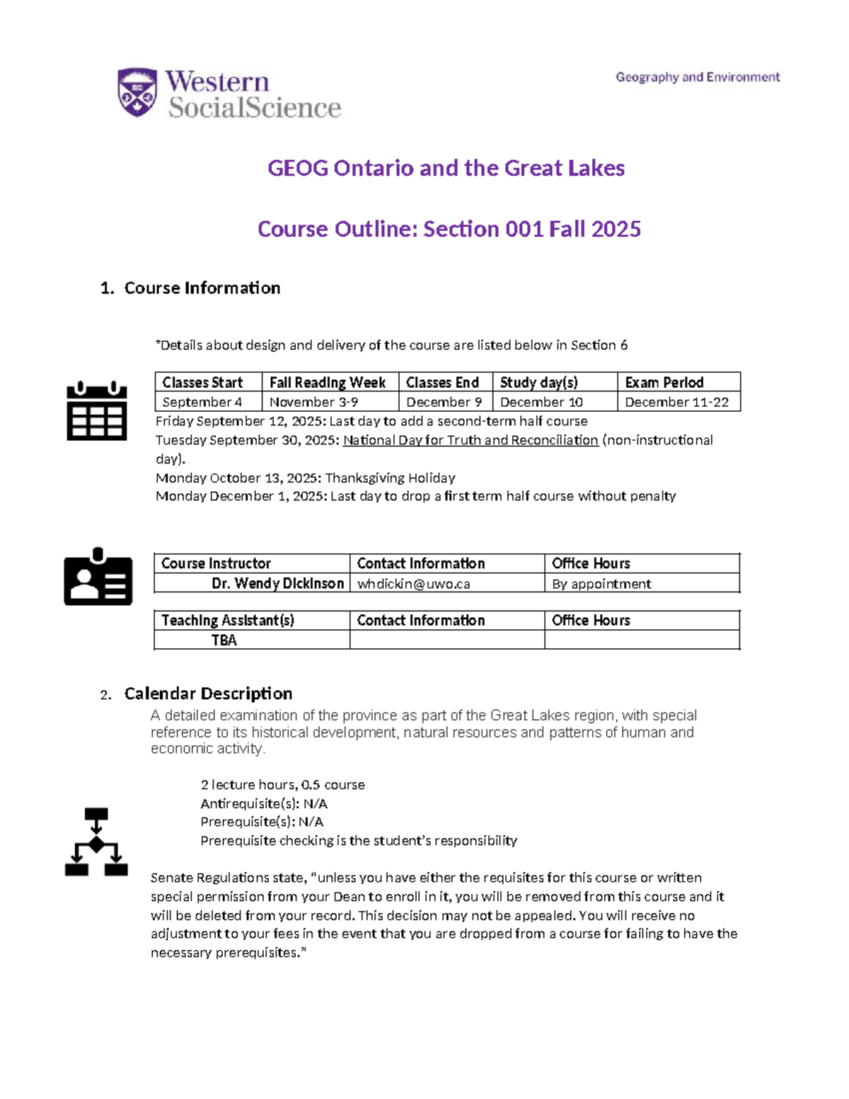 GEOG Course Outline: Ontario & the Great Lakes - Fall 2025 - Studocu