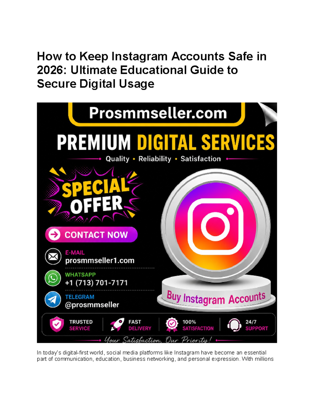 Instagram Account Safety in 2026: A Comprehensive Guide to Secure Usage ...