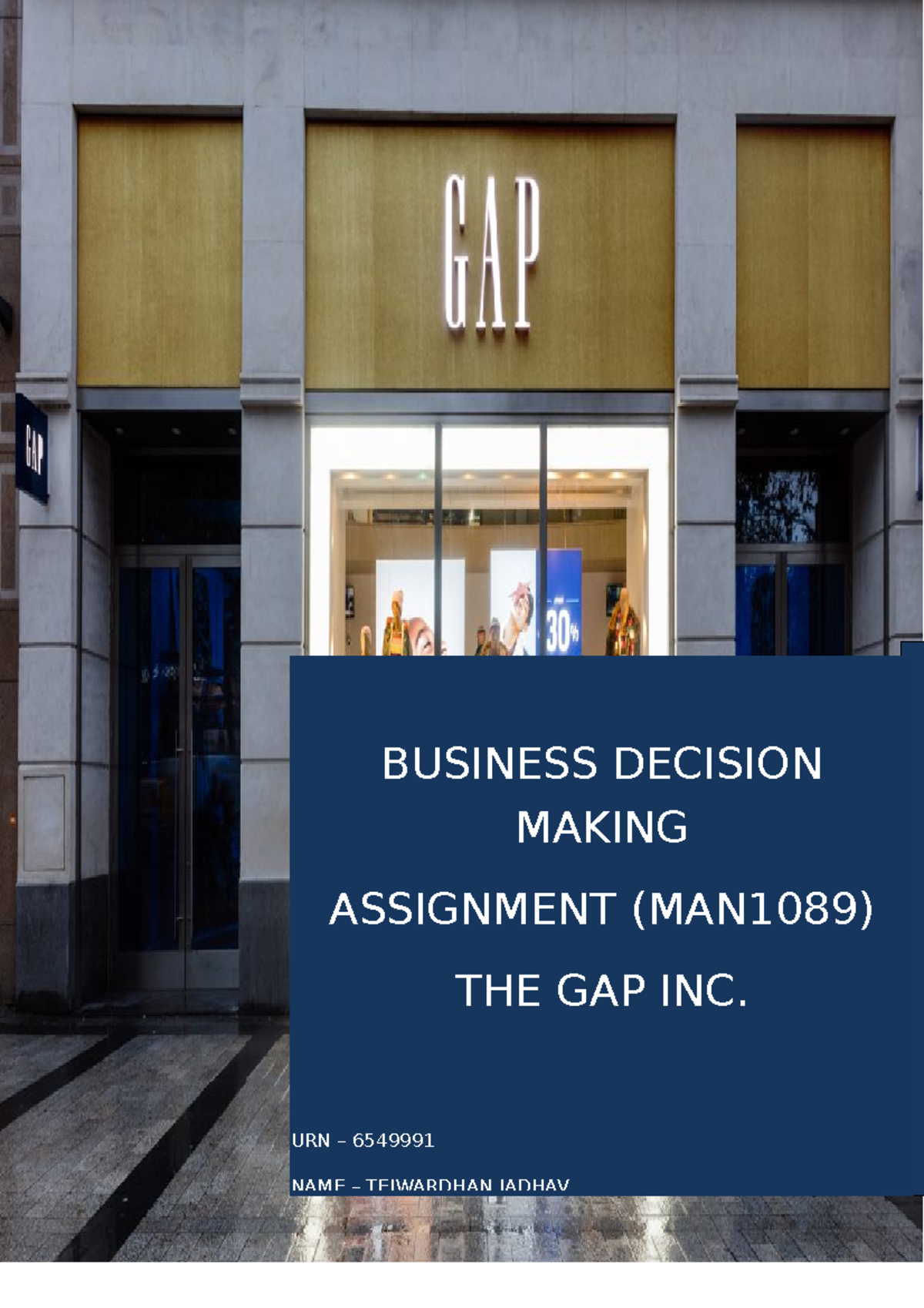 Business Decision Making Assignment (MAN1089) - BUSINESS DECISION ...