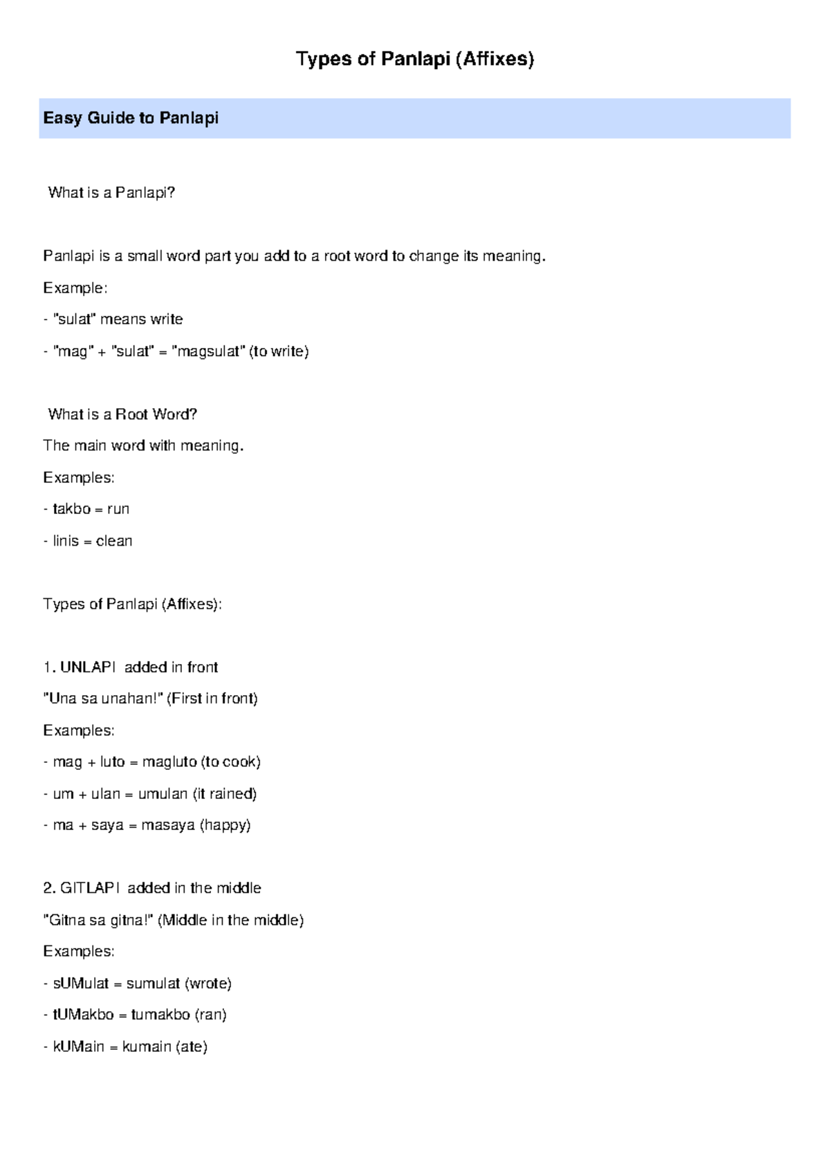 Types of Panlapi (Affixes): An Easy Guide to Understanding Panlapi ...