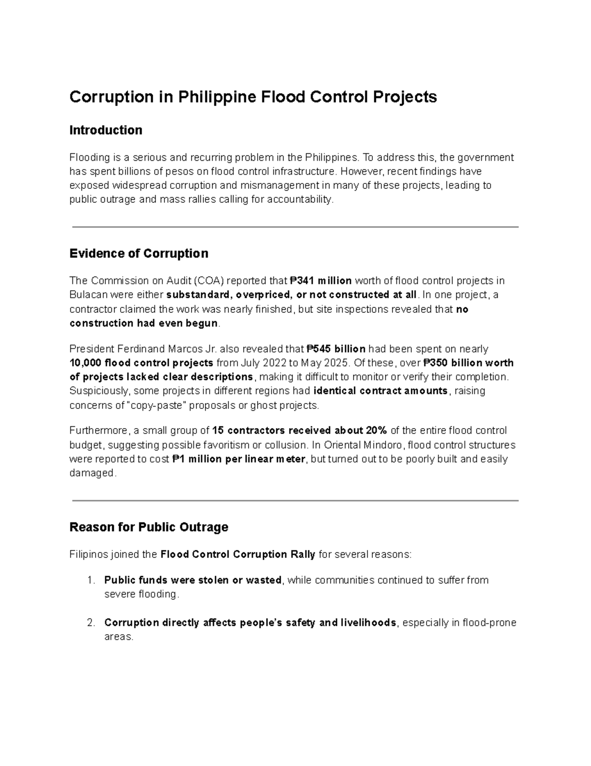 Position Paper: Corruption in Philippine Flood Control Projects - Studocu