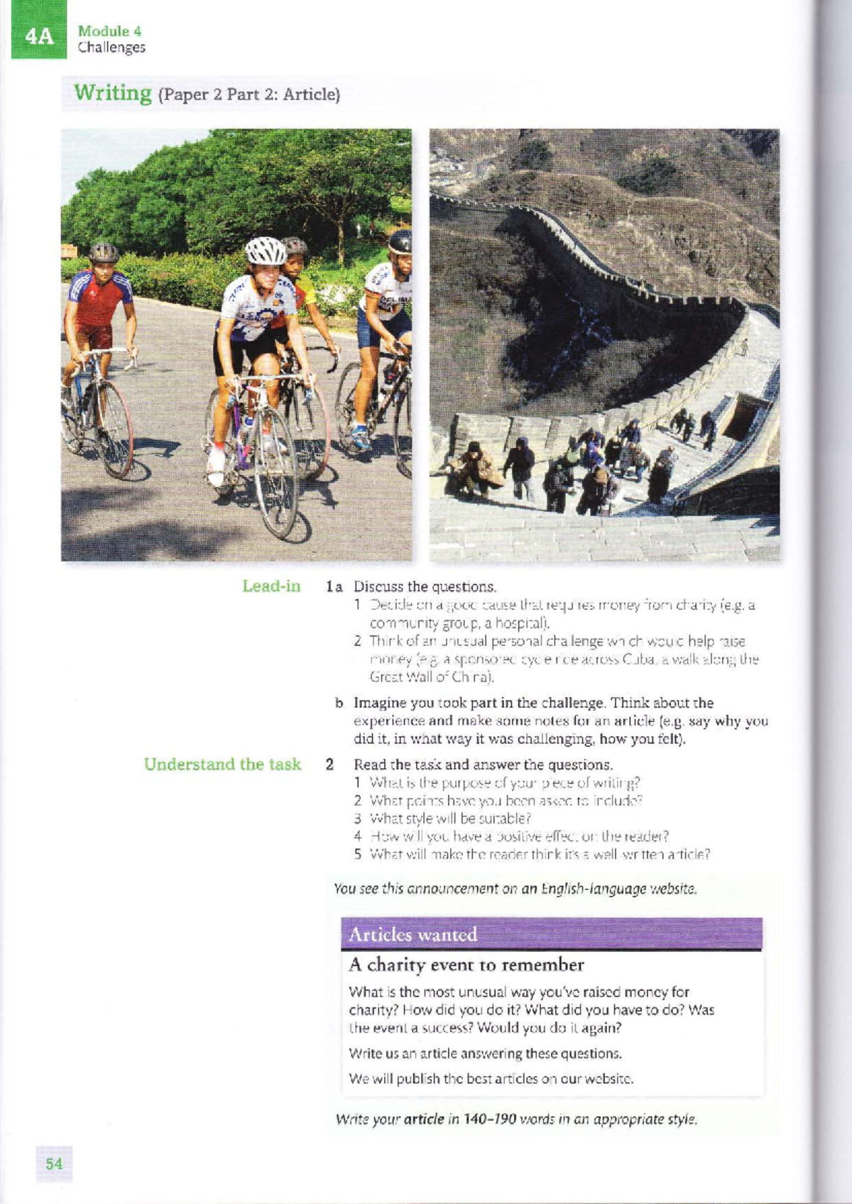 FCE Sample Writing Task: Article on Charity Challenges - Studocu