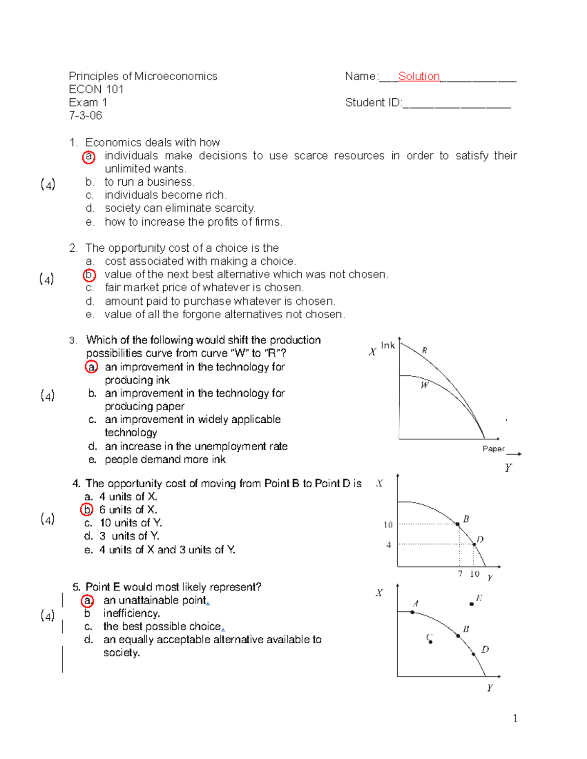 ECON 101 Exam 1 2017: Questions & Answers Review - Studocu