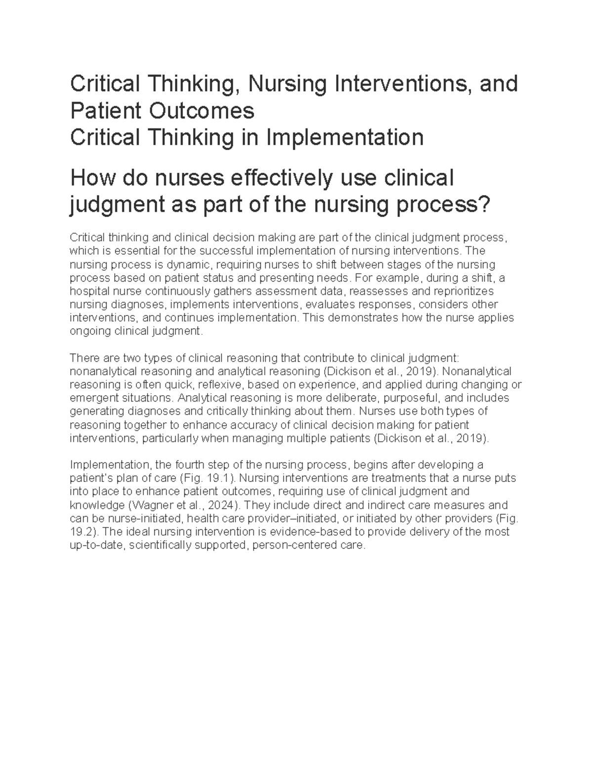 NUR 302: Critical Thinking & Nursing Interventions for Patient Outcomes - Studocu