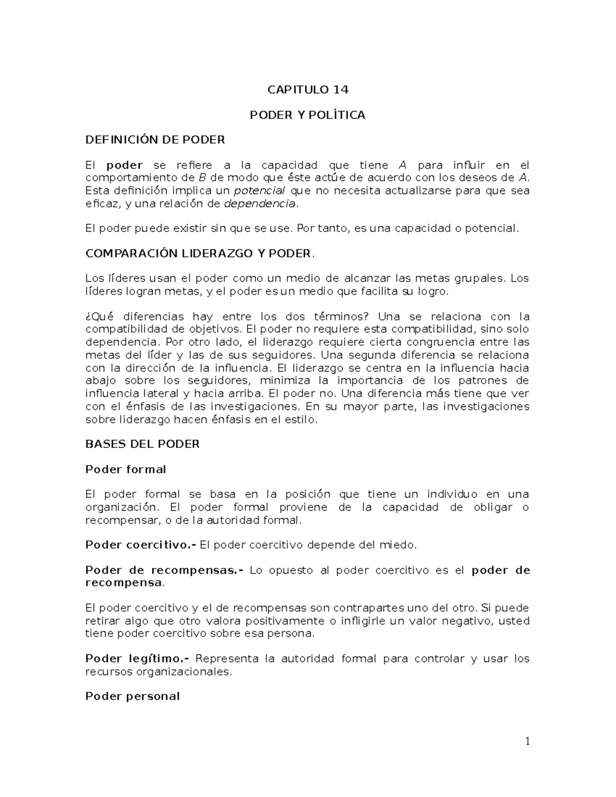 289688886 Poder y Política: Definiciones y Bases del Poder - Studocu